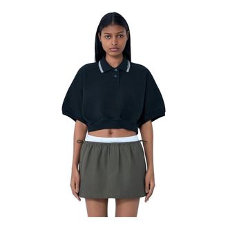 Alexander Wang Cropped Polohemd - - Tops - Damen - Schwarzk - S