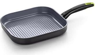 Monix Eco Nature | Gestreifter Grill 28 cm, recyceltes geschmiedetes Aluminium, verstärkte Antihaft-Keramik, für alle Herdarten und Induktion geeignet