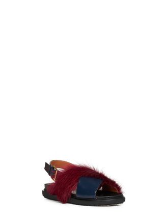 Marni Womens Blue Leather And Burgundy Fussbett Sandals Ovine (top Grain)
