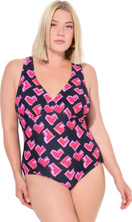 Ulla Popken Damen große Größen Übergrößen Plus Size Badeanzug Laura, Makramee, Herzen