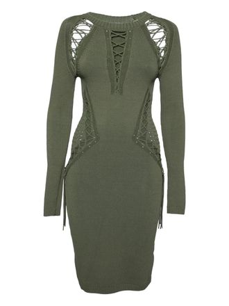 Ronny Kobo robe en maille à détail de laçage - Vert