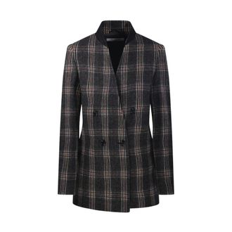 Max Mara Veste Elmo &agrave; carreaux - Femme - Vestes - Noir - Taille: 40 FR
