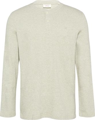 s.Oliver Meliertes Longsleeve mit Henley-Ausschnitt helles beige XXL