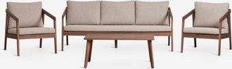 Sklum Gartenset mit Sofa, 2 Sesseln und Couchtisch aus Akazienholz Kaela Akazienbraun dunkel 3 Sitzer