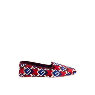 Gucci Geometrischer G-Print Satin Voyage Hausschuhe - - Shoes - Herren - Rot - 42 EU