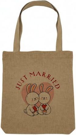 Fabulous Sac Shopping Tote Bag Aspect Lin - Just Married Newlywed Anniversaire de Mariage Celebration Id&eacute;e Cadeau Couple Mariage - Sac de Courses Toile Epaisse