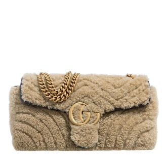 Gucci Hobo Bags - Shearling Small Marmont Shoulder Bag - Gr. unisize - in Beige - für Damen