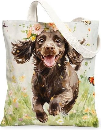 Generic Sac fourre-tout en toile pour le shopping, motif papillon amusant pour femme, animal de compagnie, cadeau de voyage, 33 x 38,1 cm