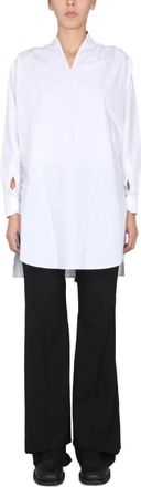 Raf Simons Femme, Blouses et Chemises, Blanc, Taille: 38 FR Chemise en coton &agrave; col en V