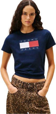 Tommy Jeans T-Shirt f&uuml;r Damen, gerippt, Regul&auml;r (Nachtmarine)