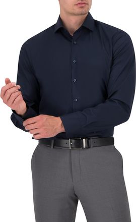 Olymp Herren Businesshemd Level Five,Männer Hemd,Langarm,Einfarbig,Uni,Body fit,Royal Kent,Marine 18,44