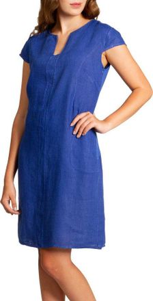 CASPAR Fashion Sommerkleid Caspar SKL036 Damen Sommer Leinenkleid mit ausgefallenem Ausschnitt Luftig leicht, figurumspielende Form, mit seitlichem Jersey-Einsatz