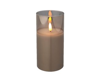 Lumineo 485352 LED Kerze Wachs Indoor rauchgrau 7,5 x 15 cm(1 St&uuml;ck)