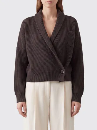 Brunello Cucinelli Cardigan portefeuille en 100% cachemire avec col ch&acirc;le