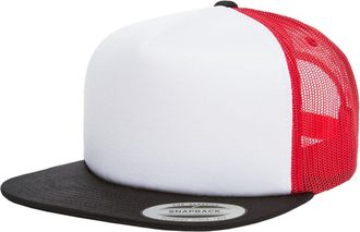 Flexfit Cap Foam Trucker with White Front, blk/wht/red, one Size, 6005FW