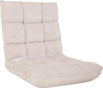 Hhg Neuwertig] Bodensessel HHG 904, Relaxsessel Bodenkissen Klappsessel 6 Relaxpositionen, stabiles Gestell Samt creme-grau