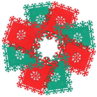 Cabilock 24st&uuml;cke Teilige Filzplatzsets mit Schneeflockenmotiv Hitzebest&auml;ndige Tischsets f&uuml;r Weihnachten Quadratische Platzsets f&uuml;r Partydekoration und Esszimm