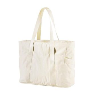 Generic Sac fourre-tout de couleur unie avec fermeture &eacute;clair - Sac &agrave; bandouli&egrave;re spacieux pour femme - Grande capacit&eacute;, blanc, m