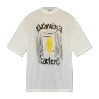 Balenciaga Salon de Couture Shaped T-Shirt - - Tops - Damen - Beige - S