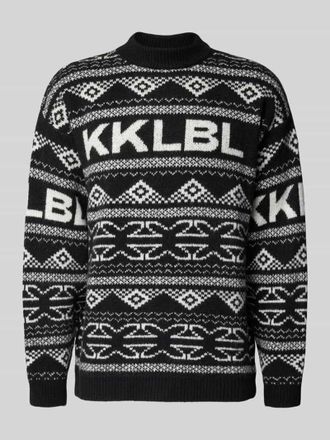 Karo Kauer Jacquard-Strickpullover mit Rundhalsausschnitt