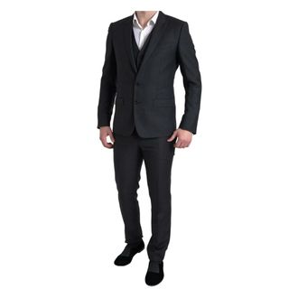 Dolce & Gabbana Eleganter schwarzer Martini Slim Fit Anzug - - Suits - Herren - Schwarzk - XS