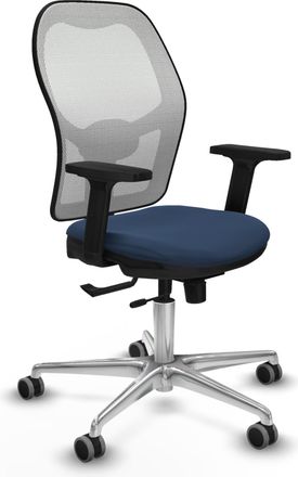 Piqueras y Crespo Jorquera Remote-Arbeitsstuhl mit 2D-Armen, h&ouml;henverstellbare Lendenwirbelst&uuml;tze, ausgestattet mit Syncro/Traslack und injiziertem Schaum, Wei&szlig;/Marineb