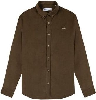 Maison Labiche Chemise droite col classique en coton m&eacute;lang&eacute;