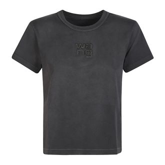 Alexander Wang Femme, Tops, Noir, Taille: 40 FR Hotfix Logo Roundneck T-Shirt