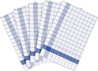 ROSS Exclusiv - 5 X Geschirrtücher - Baumwolle - Leinen - im Set (Blau)