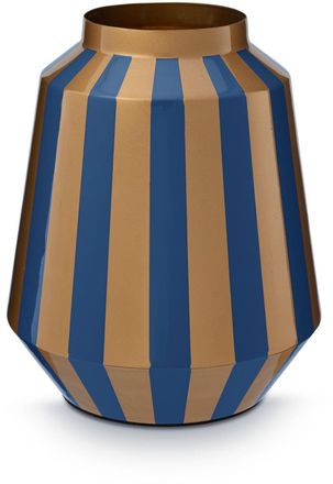 Pip Studio Vase Metall Streifen Navy/Gold 29cm