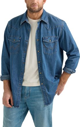 Wrangler Herren Jeanshemd aus der Denim-Kollektion mit Druckkn&ouml;pfen, L