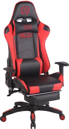 Clp Gaming Bürostuhl Turbo I Höhenverstellbarer Schreibtischstuhl Mit Fußablage, Farbe:schwarz/rot, Material:Kunstleder