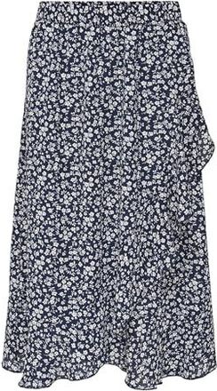Only ONLCARLY Flounce Long Skirt WVN Noos Jupe, Ciel de Nuit/Ciel Nocturne avec Fleurs dansantes Nuages, M Femmes