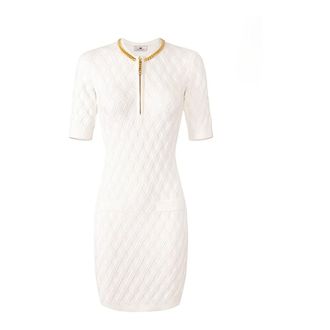 Elisabetta Franchi Mini-Strickkleid mit Rautenmuster c - - Dresses - Damen - Wei&szlig; - M
