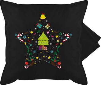 Shirtracer Kissenbezug - Weihnachtskissen Christmas Geschenke - Weihnachtsstern I Weihnachtsmotiv I Weihnachten - 50 x 50 cm - Schwarz - Weihnachts-Kissen weihna