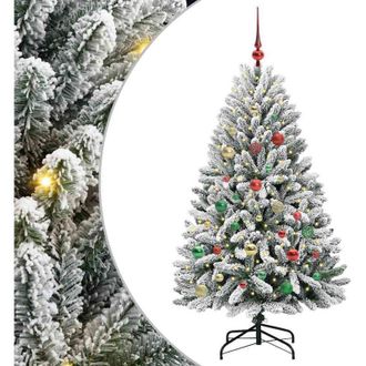 vidaXL K&uuml;nstlicher Weihnachtsbaum Gr&uuml;n und Wei&szlig; 150 cm PVC und Metall vidaXL