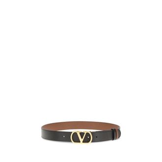 Valentino Garavani Womens Black Calf Leather Bos Taurus Regular Belt