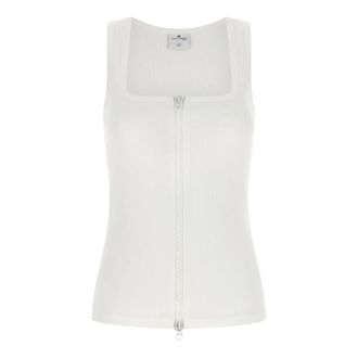 Courr&egrave;ges D&eacute;bardeur c&ocirc;tel&eacute; zipp&eacute; - Femme - Tops - Blanc - Taille: 38 FR