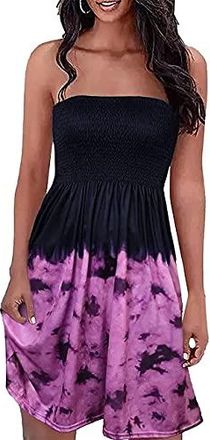 Onsoyours Femme Mini Robe Casual Imprimée Floral Robe DÉté Boho Bretelles Robe De Plage Robe De Soirée Crayon 4 Violet L