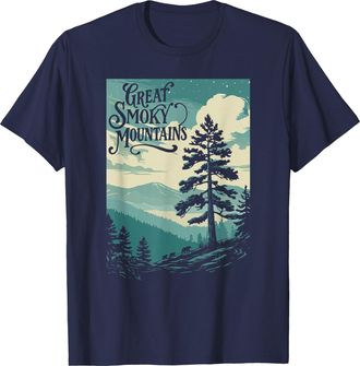 Giant Step Design Co. Great Smoky Mountains Smokies Vintage WPA Style Artistic T-Shirt