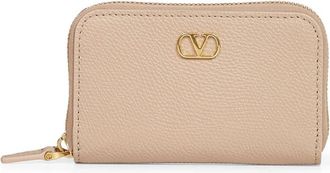 Valentino Garavani Femme, Accessoires, Beige, Taille: ONE Size VLogo Signature Mini Portefeuille Zipp&eacute;