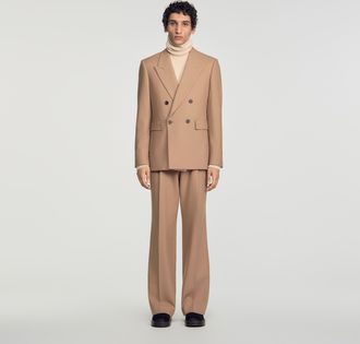 Sandro Veste de costume crois&eacute;e en laine