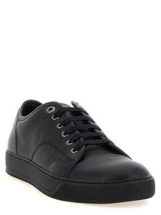 Lanvin Hammered Leather Low-Top Sneaker - Black