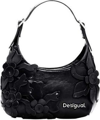 Desigual kleine Tasche mit Blumenapplikationen in Schwarz