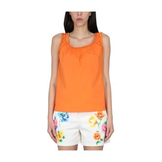 Moschino Femme, Tops, Orange, Taille: 38 FR Gyro Necklace Sleeveless Top