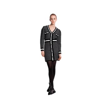 Suncoo Zweifarbige Fantasy Strickkleid - - Dresses - Damen - Schwarzk - L