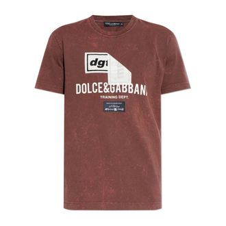 Dolce & Gabbana Homme, Tops, Rouge, Taille: S Logo T-Shirt