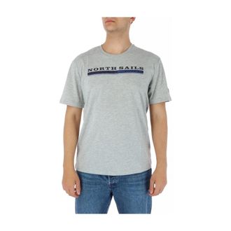 North Sails Graues Baumwoll-Kurzarm-T-Shirt - - Tops - Herren - Grau - XL