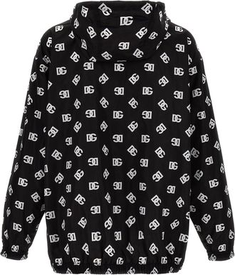 Dolce & Gabbana Logo-Print Hooded Jacket - Black