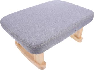 BESPORTBLE VALICLUD Kinderhocker und Yogahocker aus Massivholz mit Grauem Stoffbezug Kompakter Fu&szlig;hocker f&uuml;r Wohnzimmer B&uuml;ro und Meditation Vielseitige Sitzbank 